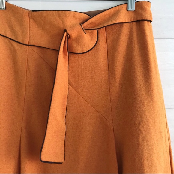 Shin Choi | Skirts | Shin Choi Orange Wool Pieced Pleated Skirt 2 ...
